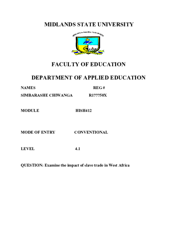 (DOC) MIDLANDS STATE UNIVERSITY FACULTY OF EDUCATION DEPARTMENT OF ...