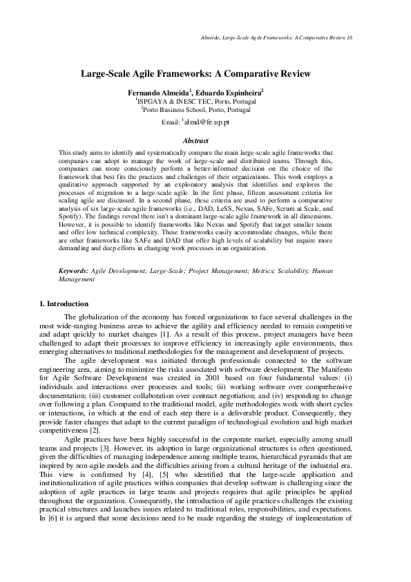 Pdf Large Scale Agile Frameworks A Comparative Review