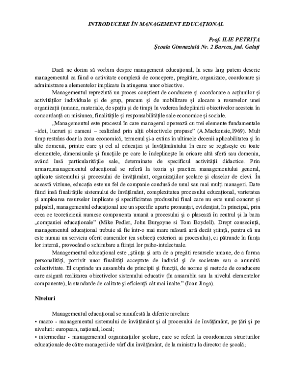 (DOC) INTRODUCERE ÎN MANAGEMENT EDUCAȚIONAL