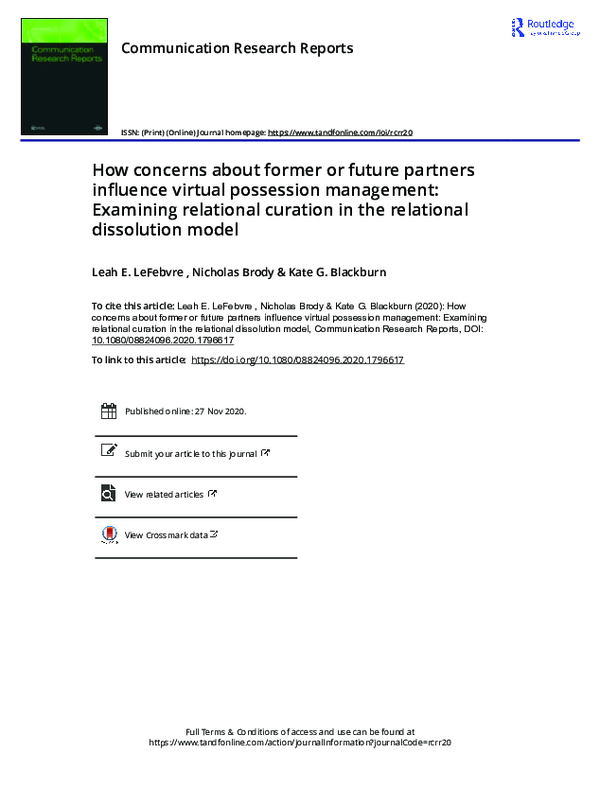(PDF) How concerns about former or future partners influence virtual ...