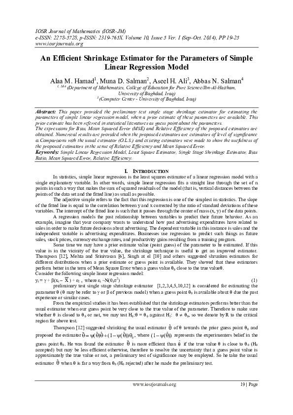 Pdf An Efficient Shrinkage Estimator For The Parameters Of Simple