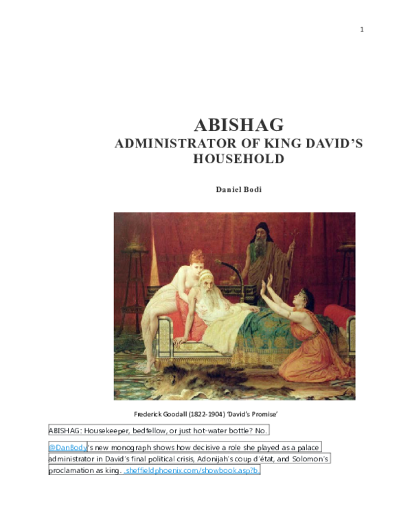 ABISHAG. ADMINISTRATOR OF KING DAVID'S HOUSEHOLD