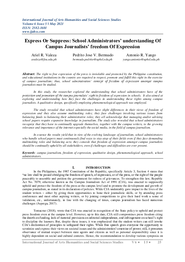 (PDF) Express Or Suppress: School Administrators' understanding Of ...