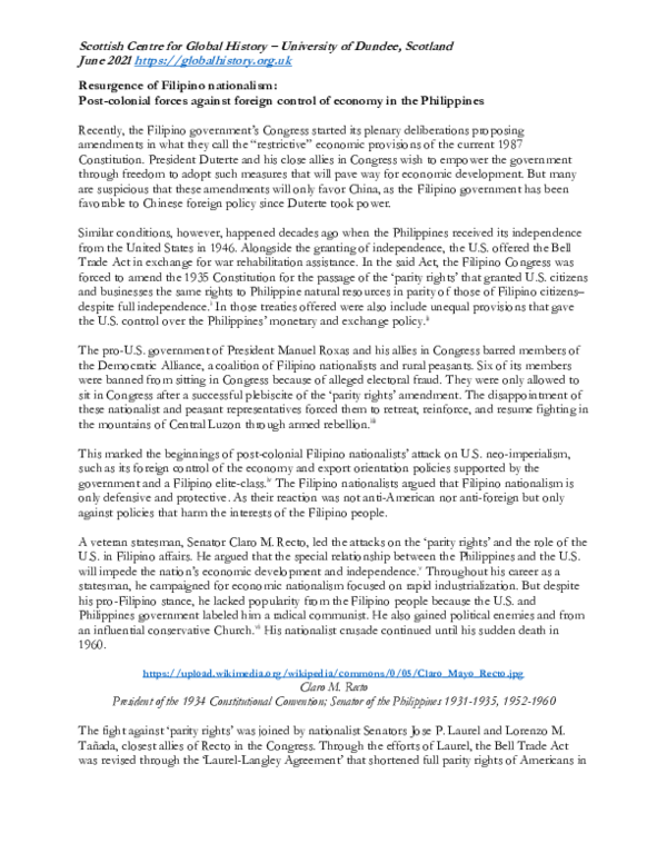 (PDF) Resurgence of Filipino Nationalism: Post-colonial Forces against ...
