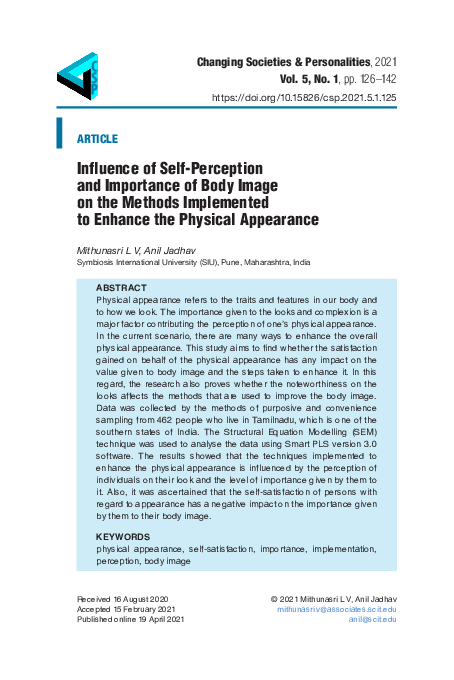 (PDF) Influence of Self-Perception and Importance of Body Image on the ...