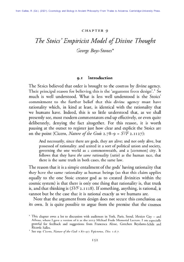 (PDF) The Stoics' Empiricist Model of Divine Thought