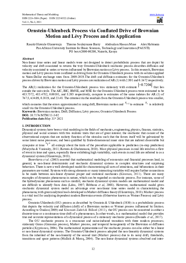 (PDF) Ornstein-Uhlenbeck Process via Conflated Drive of Brownian Motion ...