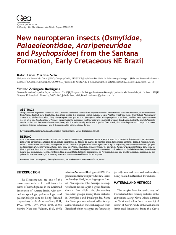 (PDF) New neuropteran insects (Osmylidae, Palaeoleontidae ...