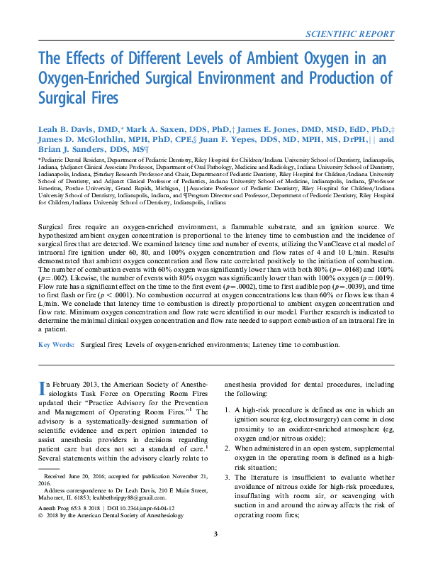 (PDF) The Effects of Different Levels of Ambient Oxygen in an Oxygen ...