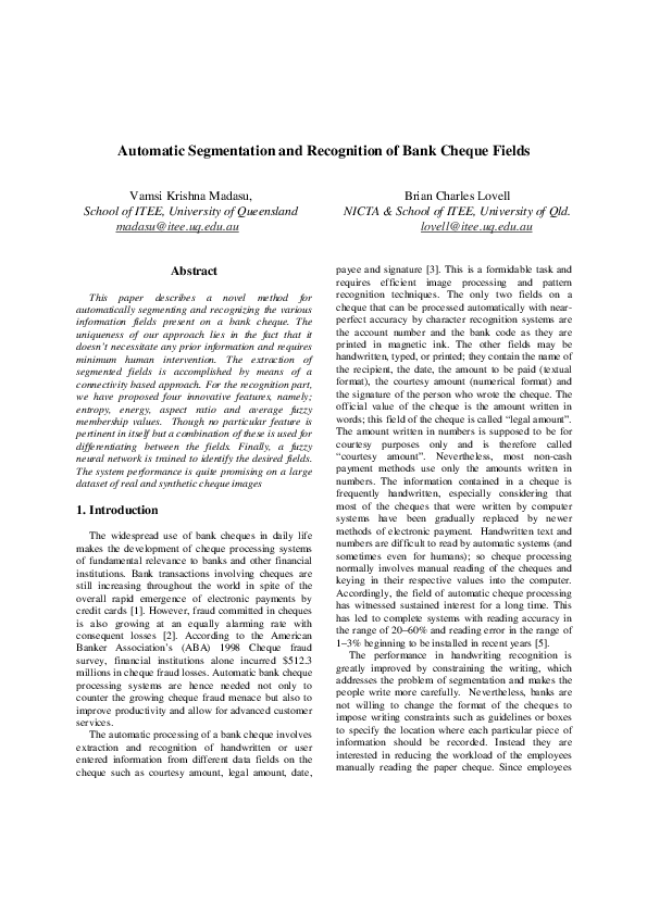 PDF Automatic Segmentation And Recognition Of Bank Cheque Fields pdf-automatic-segmentation-and-recognition-of-bank-cheque-fields