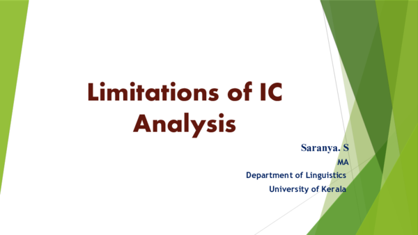 (PPT) Limitations of IC Analysis