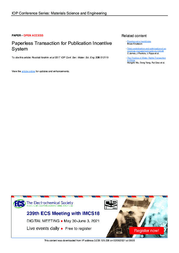 (PDF) Paperless Transaction for Publication Incentive System