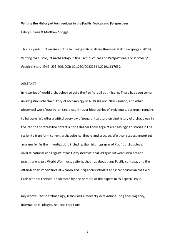 (PDF) Writing the history of archaeology in the Pacific: voices and ...