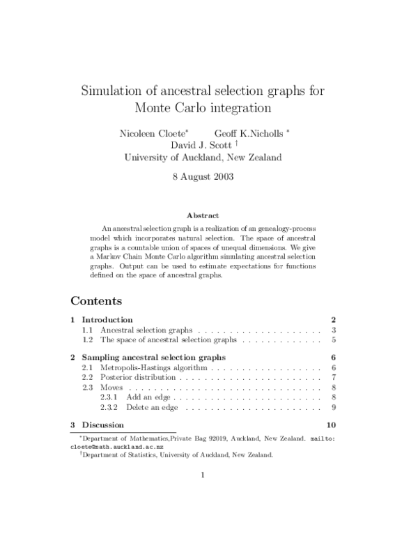 (PDF) Simulation of ancestral graphs for Monte Carlo integration