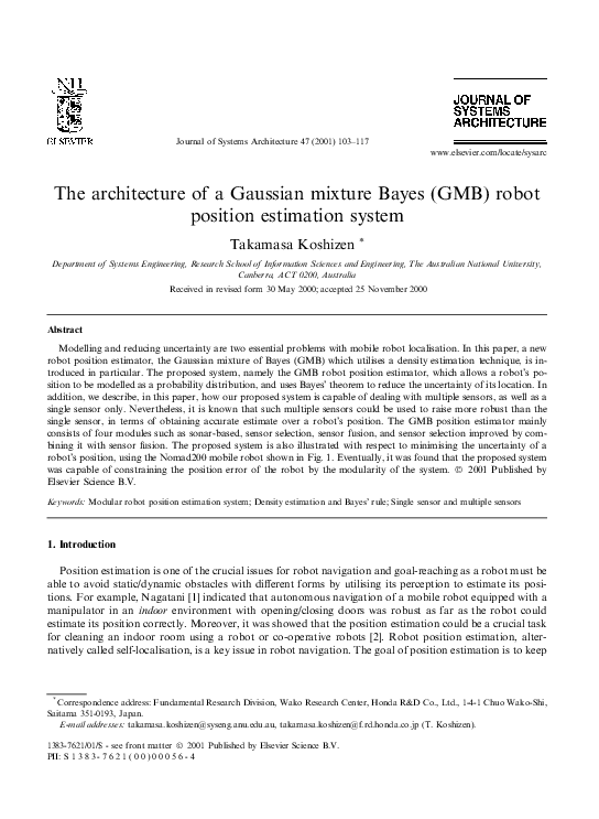 (PDF) The architecture of a Gaussian mixture Bayes (GMB) robot position ...