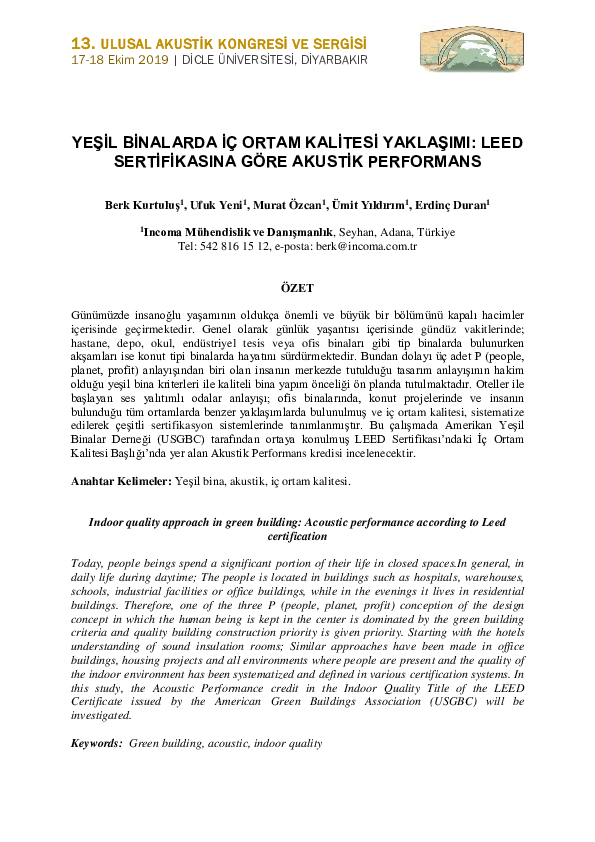(PDF) Indoor Quality Approach in Green Building: Acoustic Performance ...