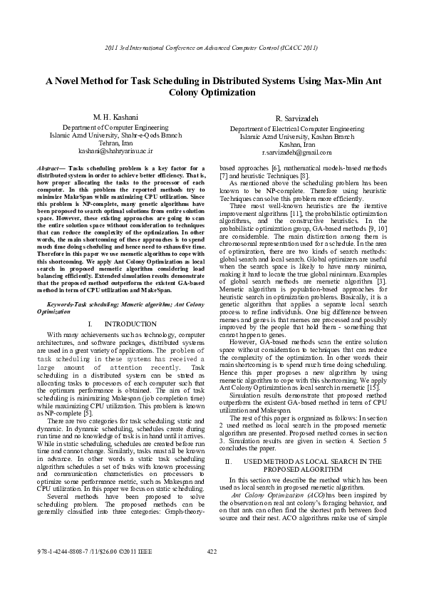 (PDF) A Novel Method for Task Scheduling in Distributed Systems Using ...