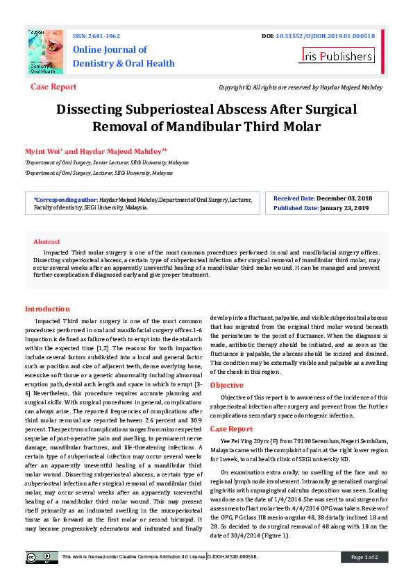 (PDF) Dissecting Subperiosteal Abscess After Surgical Removal of ...