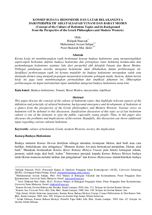 (PDF) Konsep Budaya Hedonisme dan Latar Belakangnya dari Perspektif ...