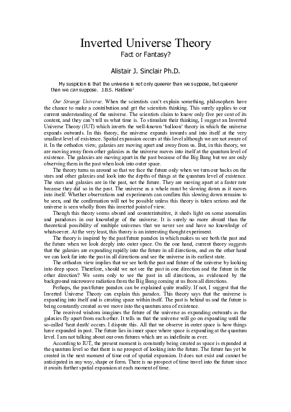 (DOC) Inverted Universe Theory: Fact or Fiction?