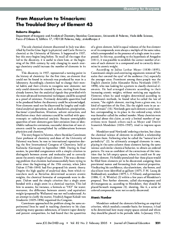 (PDF) From Masurium to Trinacrium: The Troubled Story of Element 43