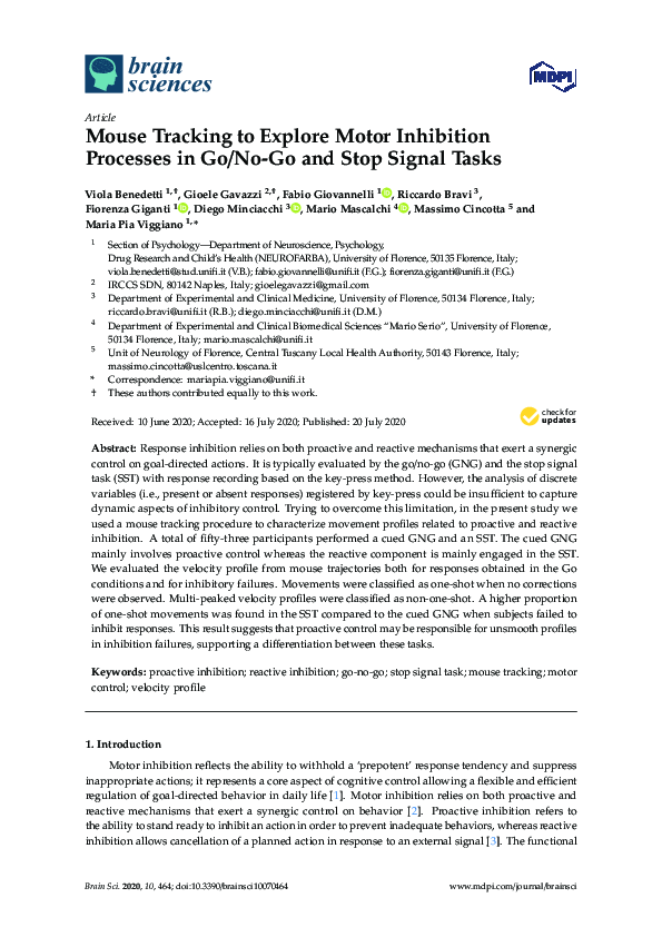 (PDF) Mouse Tracking to Explore Motor Inhibition Processes in Go/No-Go ...