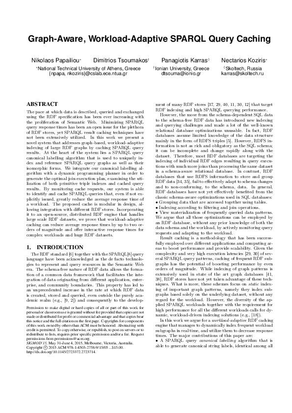 (PDF) Graph-Aware, Workload-Adaptive SPARQL Query Caching