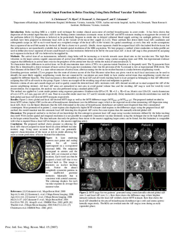 Pdf Local Arterial Input Function In Bolus Tracking Using Data Defined Vascular Territories