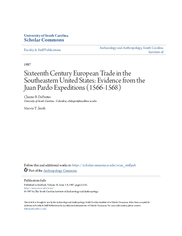 (PDF) Sixteenth Century European Trade in the Southeastern United ...