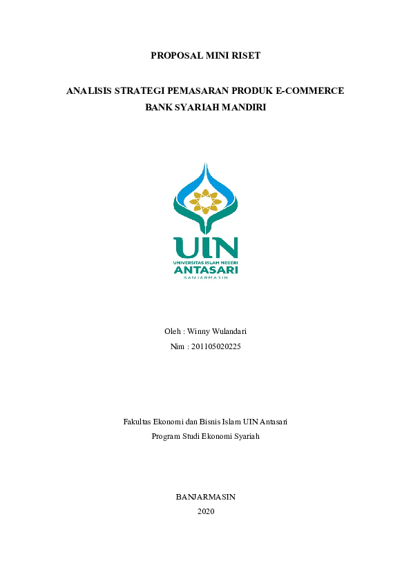 (DOC) PROPOSAL MINI RISET ANALISIS STRATEGI PEMASARAN PRODUK E-COMMERCE BANK SYARIAH MANDIRI