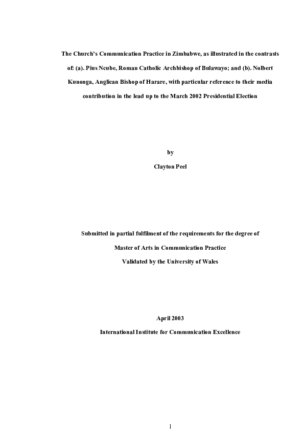 (DOC) The Church's Communication Practice in Zimbabwe - The contrasts ...