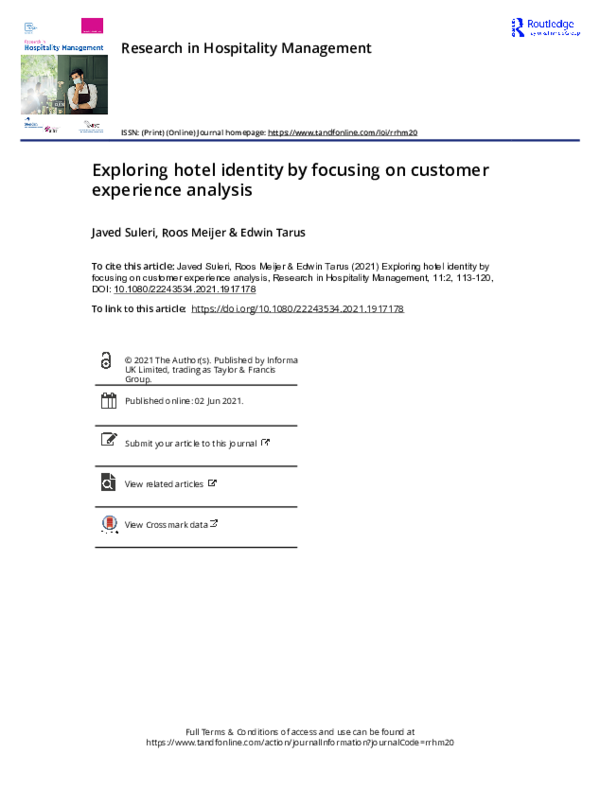 (PDF) Exploring hotel identity by focusing on customer experience analysis