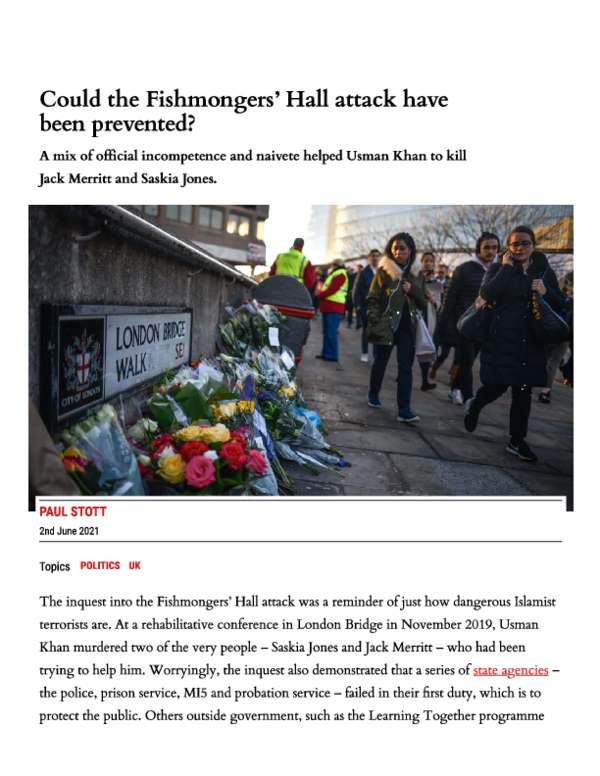 (PDF) Could the Fishmongers Hall attack have been prevented | Paul ...