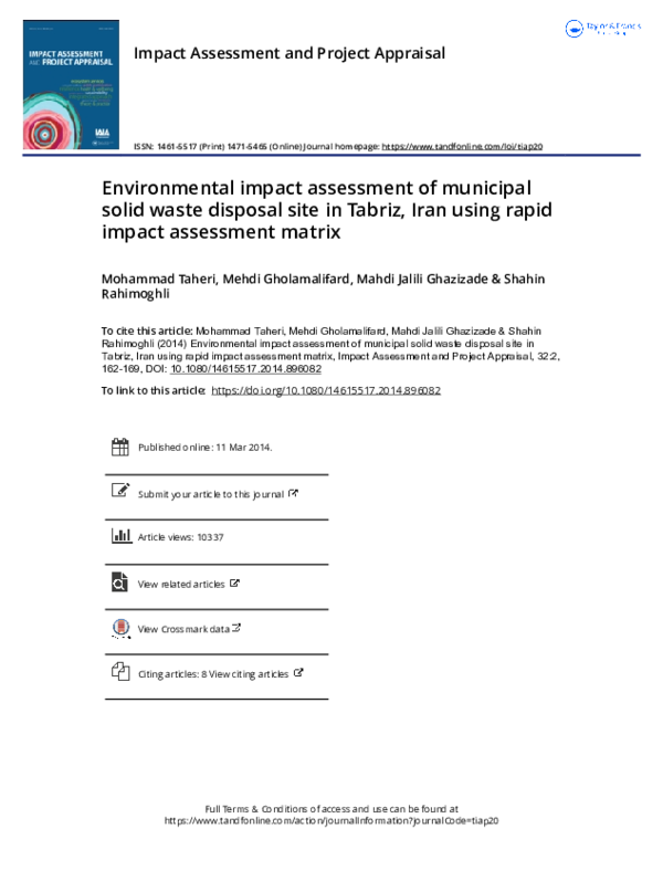 (PDF) Environmental impact assessment of municipal solid waste disposal ...