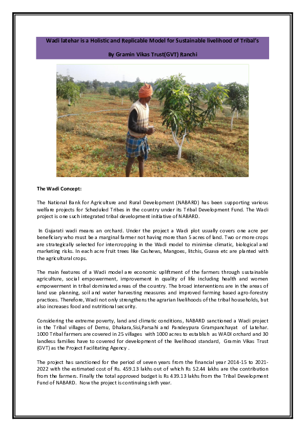 (PDF) Wadi Latehar,Jharkhand is a Holistic and Replicable Model for ...
