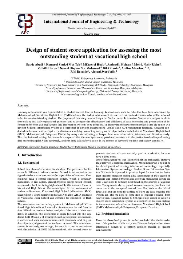 (PDF) Design of student score application for assessing the most ...