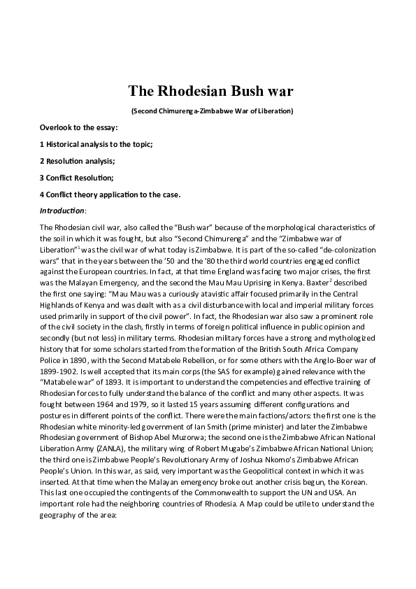 (DOC) The Rhodesian Bush war