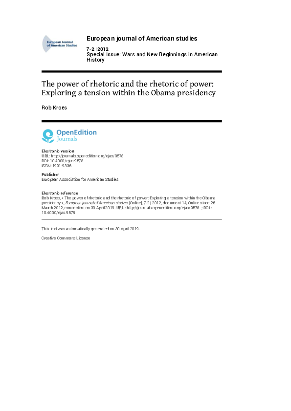 (PDF) The power of rhetoric and the rhetoric of power: Exploring a ...