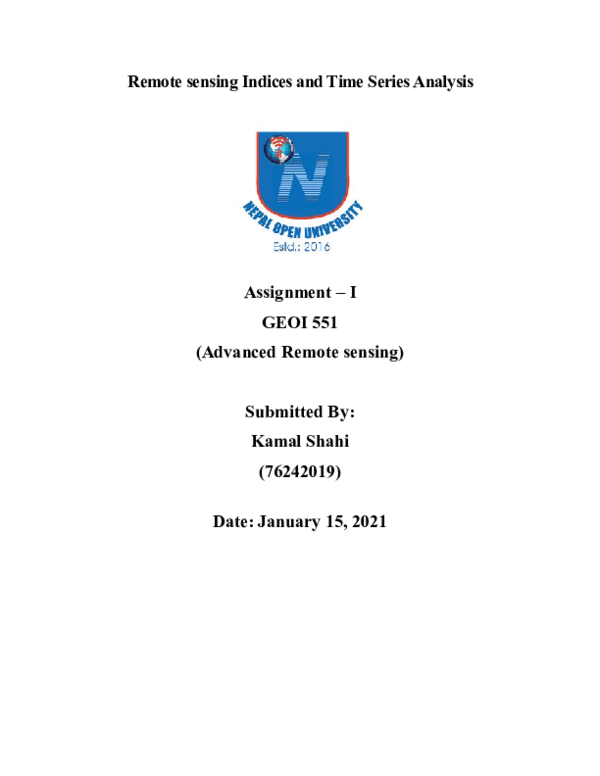 Pdf Remote Sensing Indices And Time Series Analysis Using Landsat And