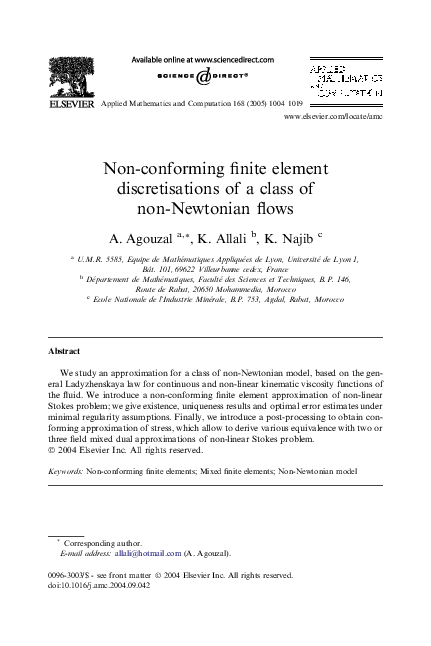 Pdf Non Conforming Finite Element Discretisations Of A Class Of Non Newtonian Flows