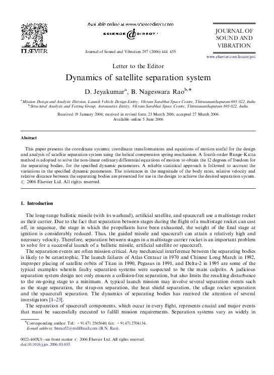 (PDF) Dynamics of satellite separation system