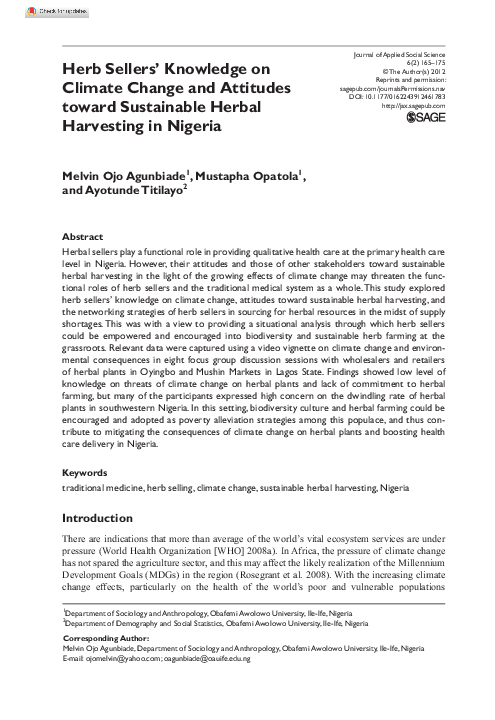(PDF) Herb Sellers' Knowledge on Climate Change and Attitudes toward ...