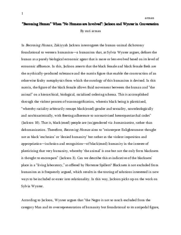(DOC) "Becoming Human" When "No Humans are Involved": Jackson and ...