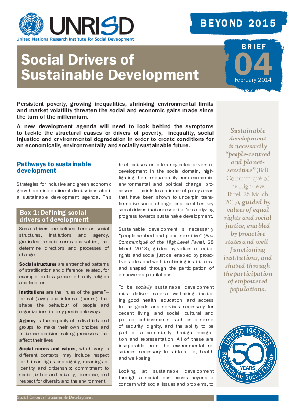 (PDF) Social Drivers of Sustainable Development