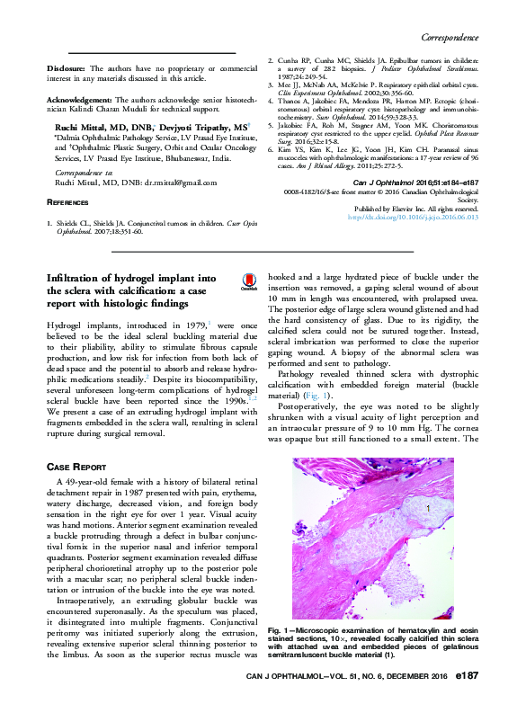 (PDF) Infiltration of hydrogel implant into the sclera with ...