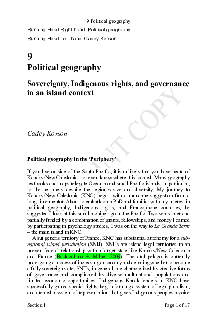 (PDF) Political Geography: Sovereignty, Indigenous Rights, and ...