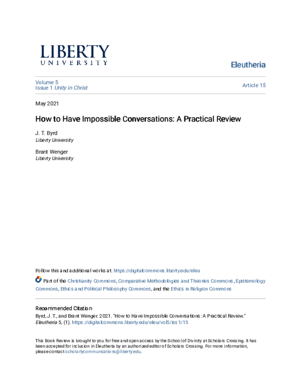 (PDF) How to Have Impossible Conversations: A Practical Review How to ...
