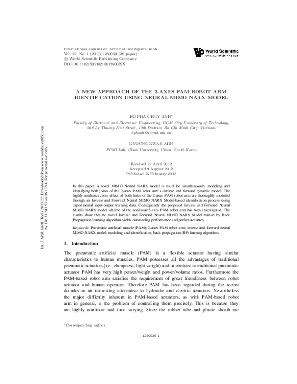 (PDF) A New Approach of the 2-AXES Pam Robot Arm Identification Using ...