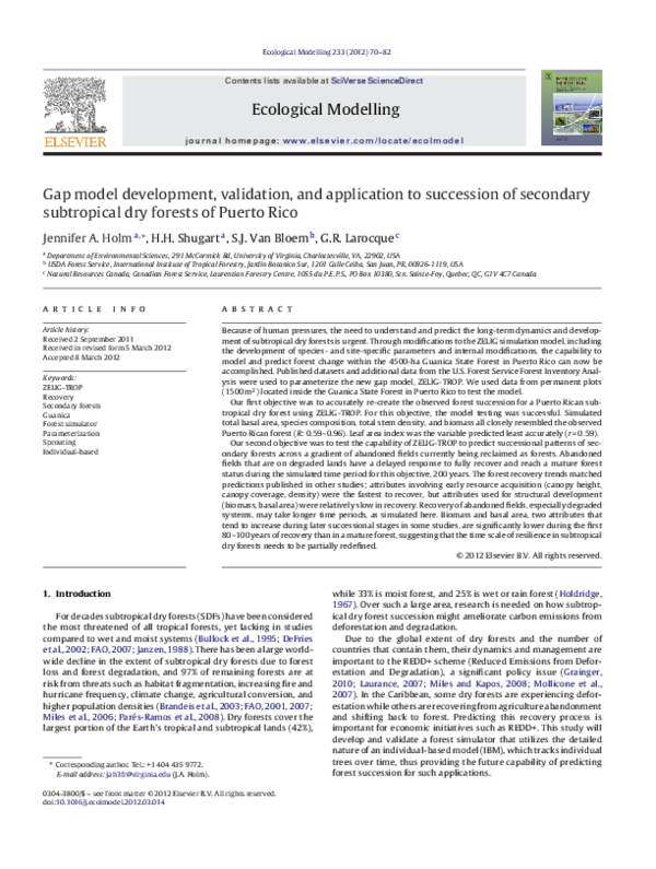 (PDF) GAP model validation for a subtropical dry forest and predicting ...
