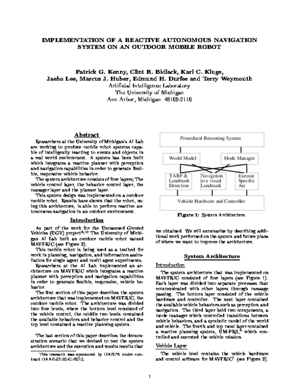 Pdf Implementation Of A Reactive Autonomous Navigation System On An Outdoor Mobile Robot